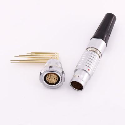 China 19pin Elbow Contact Female Lemo B Series Connectors for Pcb Install ECG.2B.319.CLV for sale