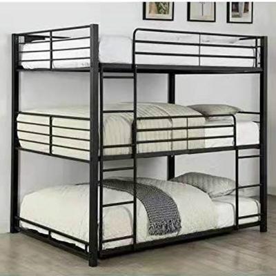 China Black Metal Frame Triple Bed Adult 3 Tier Steel Bed 1900x900mm Home Business Furniture for sale