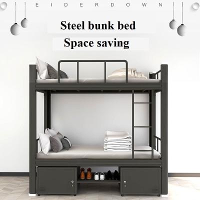 China Metal Frame Double Bed with Cabinet and Mattress 1900mm Length Steel Bed Frame for sale