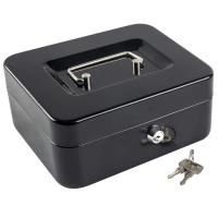 China Mini Locking Cash Box with Key Lock 300x240x94mm Steel Money Safe with Cash Tray Slot for sale