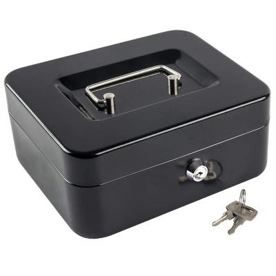 China Mini Locking Cash Box with Key Lock 300x240x94mm Steel Money Safe with Cash Tray Slot for sale