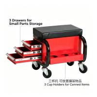 China Metal Rolling Mechanic Stool for Auto Repair Workshops Heavy Duty Garage Shop Seat with Smooth-Rolling Casters for Automotive Maintenance and Professional Repair Work for sale