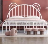 China Modern Nordic Metal Bed Frame with Panda Ear Headboard Minimalist Princess Style Iron Bed for Bedroom, Available in 1.5m and 1.2m Sizes for sale