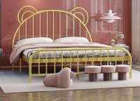 China Modern Nordic Metal Bed Frame with Panda Ear Headboard Minimalist Princess Style Iron Bed for Bedroom, Available in 1.5m and 1.2m Sizes for sale