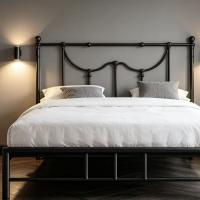 China Luxury European Style Metal Bed Frame, Modern Minimalist Iron Bed for Home Bedroom, Available in 1.5m and 1.8m Sizes for sale