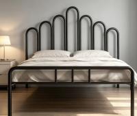 China European Style Metal Bed Frame with Decorative Headboard Thickened Steel Frame and Noise Reducing Design for sale