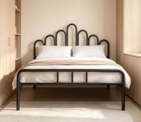 China European Style Metal Bed Frame with Decorative Headboard Thickened Steel Frame and Noise Reducing Design for sale