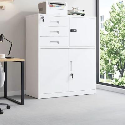 China Knock-Down Steel Filing Cabinet with Narrow Side Design Metal Office Document Storage Cabinet for Files and Office Supplies for sale