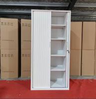 China Knock Down Steel Tambour Door Filing Cabinet with Narrow Side Design 1850mm Metal Office Storage Cabinet for Document and File Organization for sale
