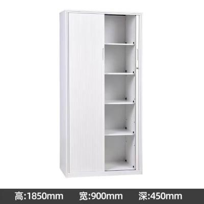 China Knock Down Steel Tambour Door Filing Cabinet with Narrow Side Design 1850mm Metal Office Storage Cabinet for Document and File Organization for sale