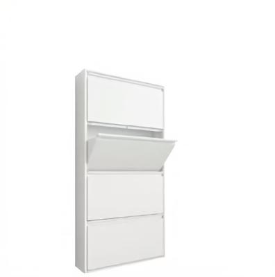 China Ultra Slim 4 Drawer Steel Shoe Cabinet for Space Saving Storage for sale