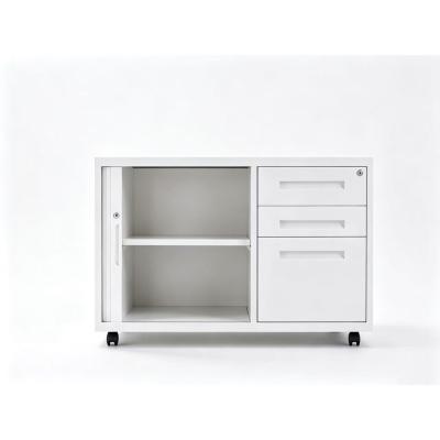 China Multi Functional Steel Roller Shutter Mobile Storage Cabinet with Adjustable Shelves and Lockable Door for sale
