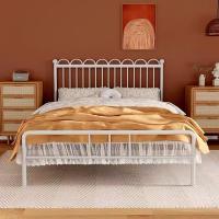 China French Vintage Metal Bed Frame with Bold Minimalist DesignElegant Iron Bed for Modern and Classic Bedrooms for sale