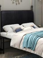 China Modern French Style Metal Bed with Upholstered Headboard for Elegant Bedroom Furniture for sale