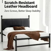 China Modern French Style Metal Bed with Upholstered Headboard for Elegant Bedroom Furniture for sale