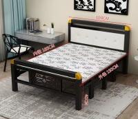 China Modern Foldable Iron Bed with Comfortable Backrest 90cm 100cm 120cm Single Bed Options for sale