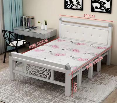China Modern Foldable Iron Bed with Comfortable Backrest 90cm 100cm 120cm Single Bed Options for sale