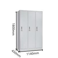 China Knock Down 3 Door Steel Locker Wardrobe Cabinet with Mirror H1800 W1140 D450 for sale