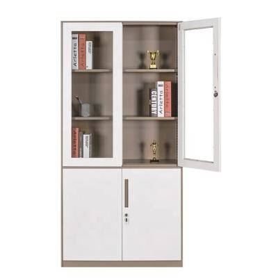 China 2 Glass Door Metal Filing Cabinet Lockable RAL7035 H1850xW900xD400mm Office Storage for sale