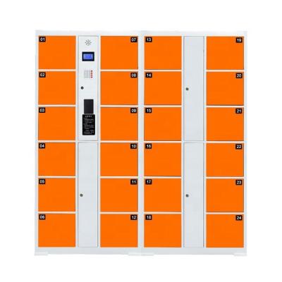China Electronic Package Lockers Fingerprint Lock Steel Smart Storage Locker 24 Compartments H1800mm for sale