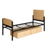 China Iron Metal Single Bed 1900x900mm Hotel Dormitory Bunk Bed Steel Frame Powder Coated for sale