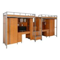 China KD Structure Double Layer Metal Bunk Bed Frame with Desk 1850x4500x900mm for sale