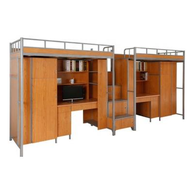 China KD Structure Double Layer Metal Bunk Bed Frame with Desk 1850x4500x900mm for sale