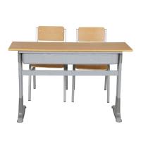 China Knocked Down Two Person Classroom Desk with Chair 750x600x400mm Steel Frame for sale