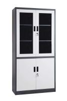 China Glass Four Door Iron Steel File Cupboard 3 Shelves 60kg Load Capacity for sale