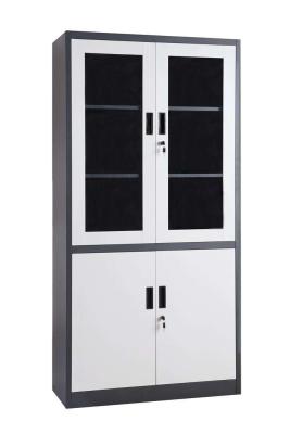China Glass Four Door Iron Steel File Cupboard 3 Shelves 60kg Load Capacity for sale