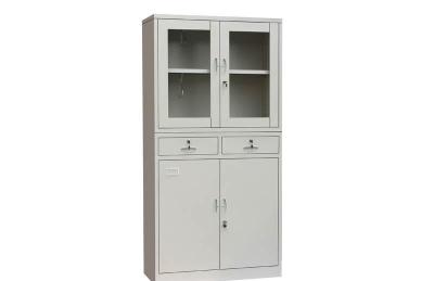 China Multilayer Flat Large Glass Window Fireproof Lockable Filing Cabinet 0.6mm Steel H1331mm for sale