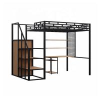 China Powder Coated Metal Single Bunk Bed with Stairs 1900x900mm for sale