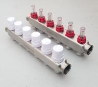 China ZZ18004 Stainless steel floor heating bar manifold, Stainless Steel Pex Manifold Bar for sale
