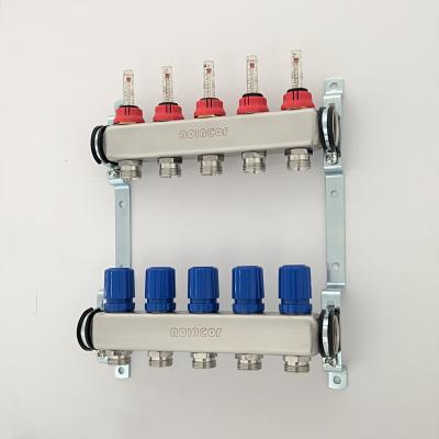 China 5 Loop/Port Underfloor Heating Manifolds With Adjustable Flow Meter for sale