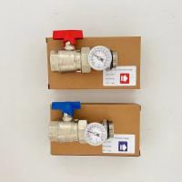 China Manifold Ball Valve With Temperature Gauge , 1'' Ball Valves Pair and Temperature Gauge for Radiant Heating for sale