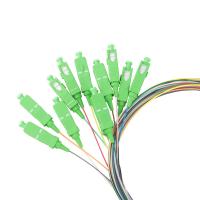 China SC/APC-NC, LSZH, 0.9mm, 12 Fiber, G.657A2, 1 meter Color-coded 900μm Pigtail Packs for sale