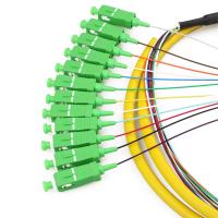 China SC/APC-NC, LSZH, 0.9mm, 12 Fiber, G.657A2, 1 meter Color-coded Distribute Style Pigtail Packs for sale