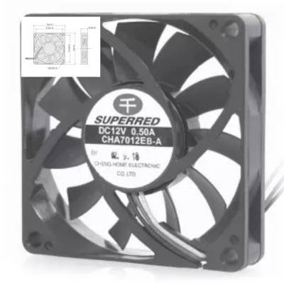 China Ball/Sleeve Bearing 12V DC Cooling Fan Plastic PBT 94V0 Frame 70x70x15 Fan for sale
