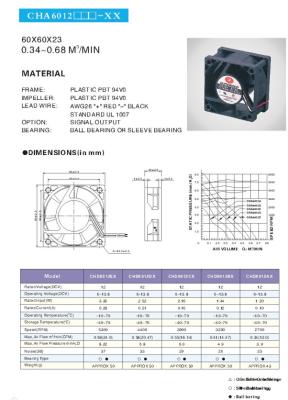 China Signal Output PBT 60x23mm DC Cooling Fan for sale