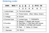 China ONN-M4S-Y Three Colors RYG DC24V LED Signal Tower Lightwith Buzzer For Cnc Machine for sale