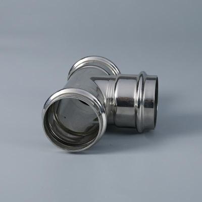 China Tee Shape V Press Fitting Carbon Steel Nickel Plated DN15 DN50 1.6MPa for sale
