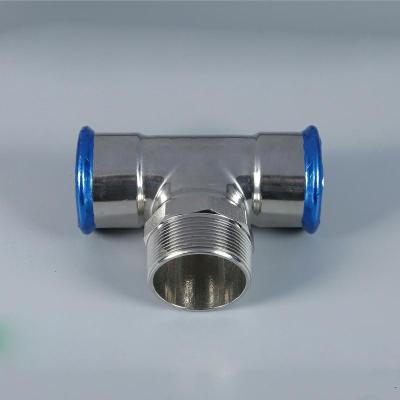China DN50 SS304 T Shape Fitting , Stainless Steel Tee with external thread for sale