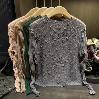 China High-End Pleated 2025 Autumn New Fashion Versatile Loose Long Anti-pilling Casual Korean Style Women's Top for sale