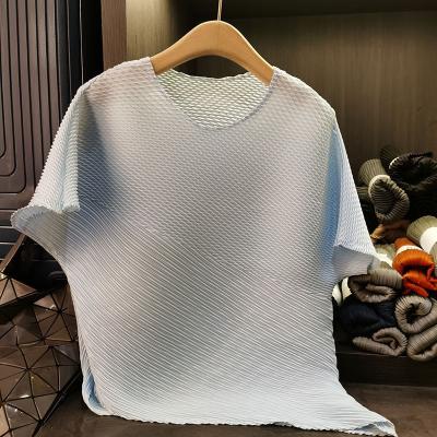 China Women's Unique Design Solid Color Ruched Waist T-Shirt Niche Chic Short Sleeve Top Loose Slimming Age-Reducing Casual Summer for sale