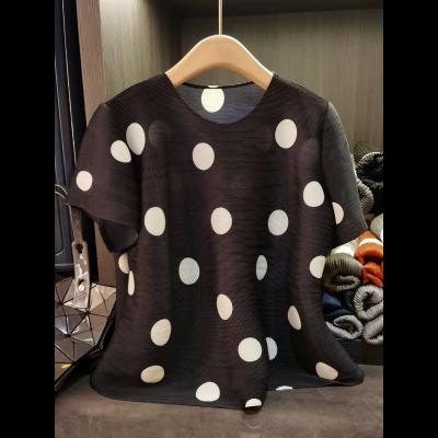 China Women's Korean Style Simple Polka Dot Neck Short-Sleeved T-Shirt Summer All-Match Top Anti-Pilling Loose Casual Slimming Design for sale