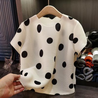 China Korean-Style Women's Polka-Dot Neck Short-Sleeved T-Shirt Simple Loose Casual Slimming Top Versatile for Summer Anti-Pilling for sale