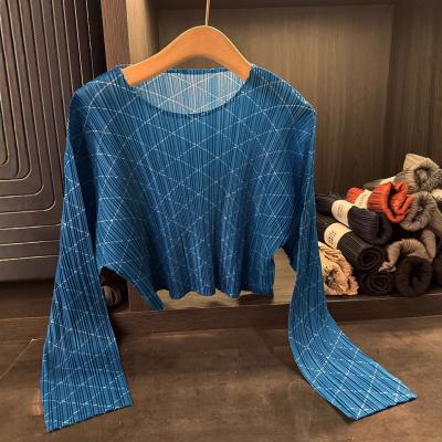 China Autumn New Style High-End Plaid Print T-Shirt Elegant Versatile Slimming Casual Long Sleeve Top Made Anti-Pilling Polyester for sale