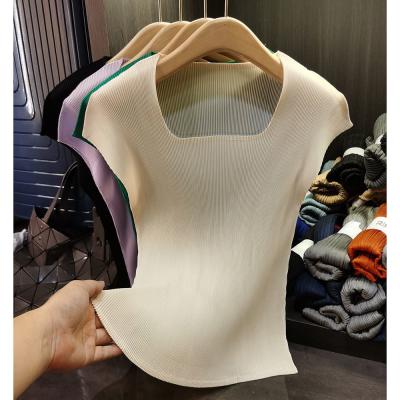 China Niche High-End Women's Summer T-Shirt Elegant Slim-Fit Sleeveless Age-Reducing Square Collar All-Match Solid Color New Elegant for sale