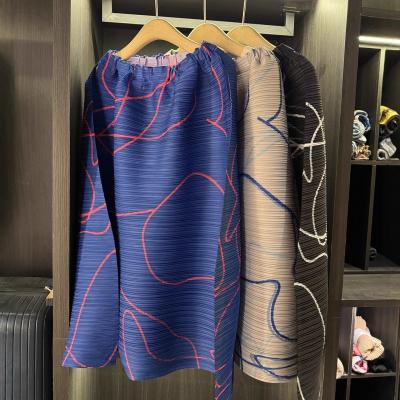 China High-End Spring Autumn All-Match Slimming Skirt Casual Elegant with Pleated Loose Waist Irregular Printed Chiffon Plus Size for sale