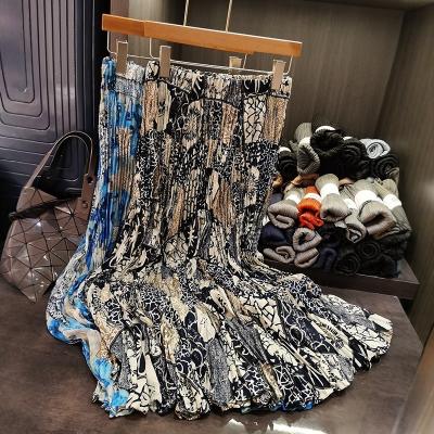 China French Romantic Floral Print A-Line High Waist Flared Chiffon Skirt for Women Casual Summer Vacation Style for sale